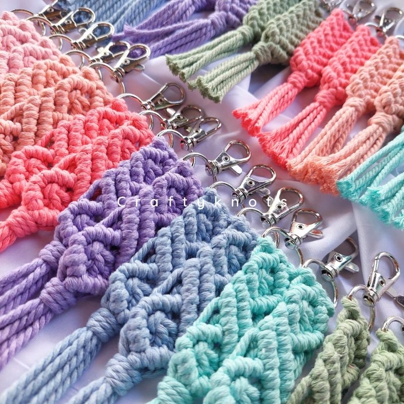 Handmade Macrame Keychain (24 COLORS) | Shopee Philippines