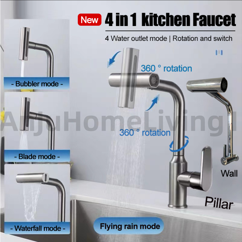 360° Rotation Multi functional Faucet Sink Kitchen Faucet 304Stainless ...