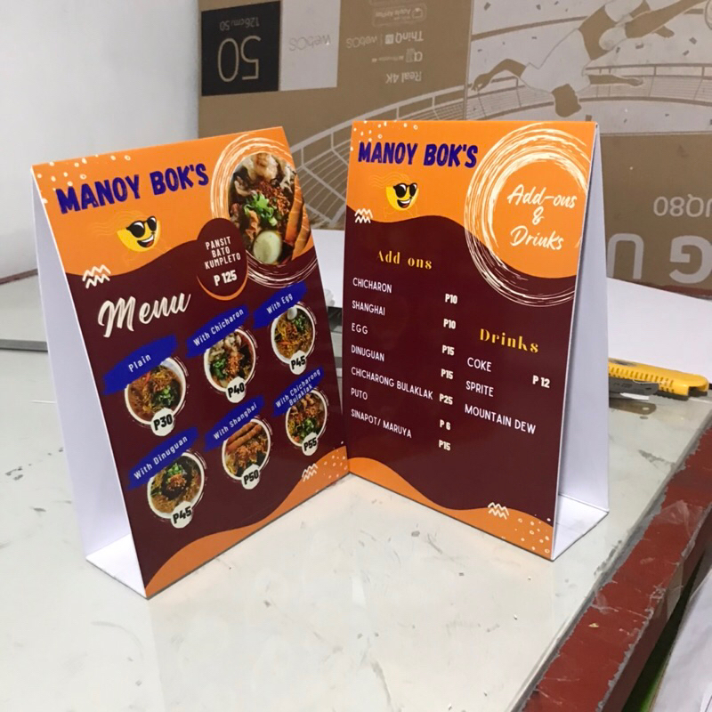 Table standee triangle Tent card WATERPROOF | Shopee Philippines