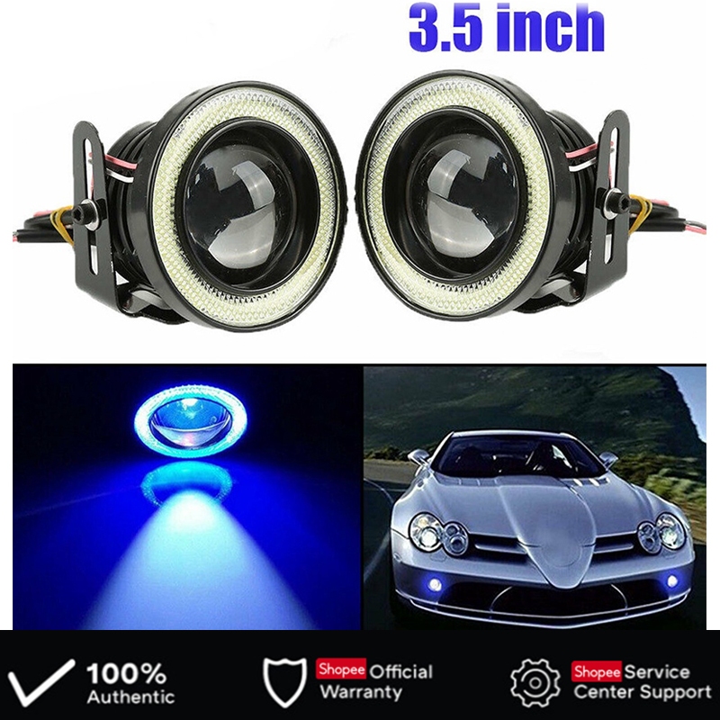 2pcs 3.5 inch Car COB LED Angel Eyes Fog Light Ring Lens Projector Halo Ring Fog Lamp | Shopee ...