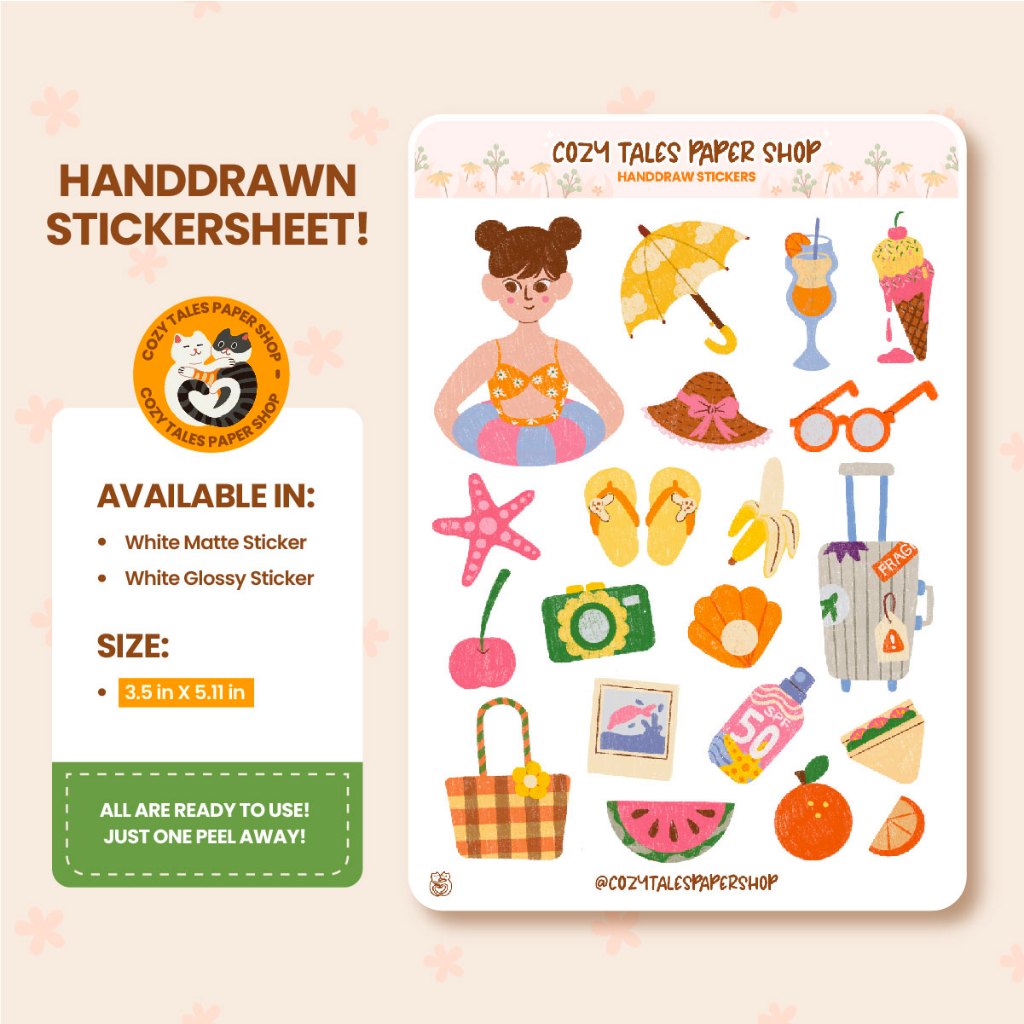 Summer Girl Sticker Sheet for Planners/ Journals/ DIY Scrapbooking ...