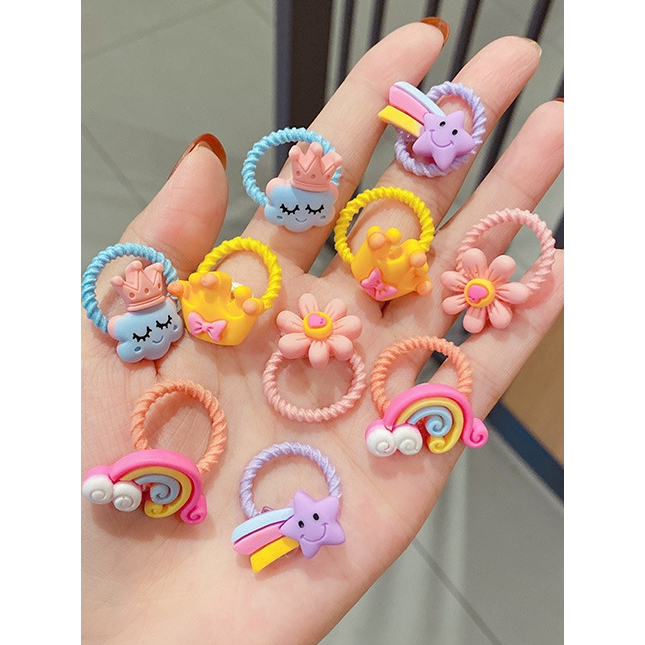10pcs/set candy colour hair bands hair ponytail cute design | Shopee ...