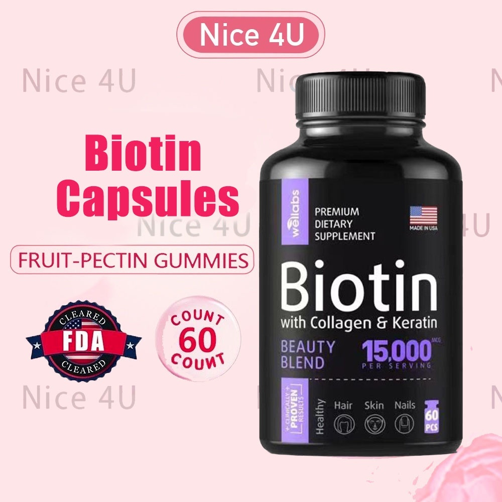 Biotin Capsules 10,000 MCG - Increase Healthier, Shinier Hair, Skin ...