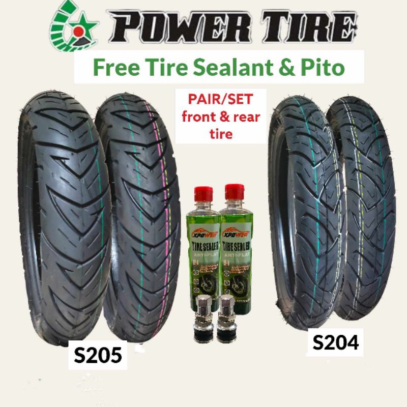 POWER TIRE PAIR size14 (FREE Sealant & Pito) for Click, Beat, Mio i 125 ...