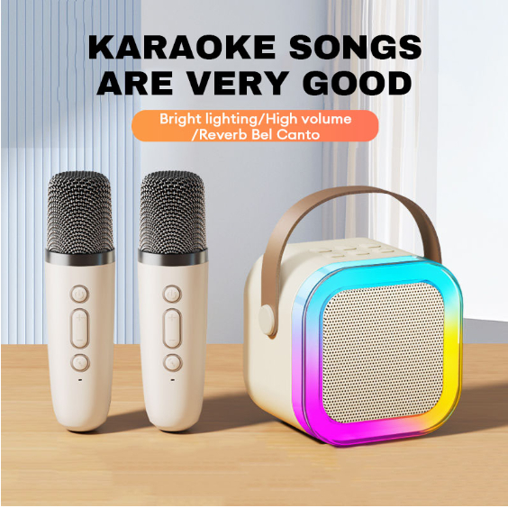 K12 Dual Microphone Karaoke Bluetooth Speaker RGB Light Two 5W Speakers Sound Subwoofer Boombox ...