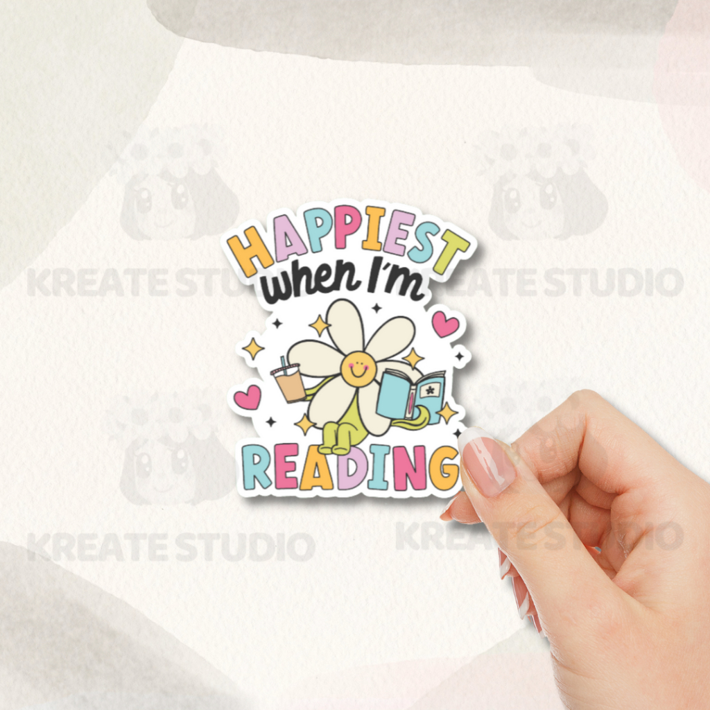 HAPPIEST WHEN I'M READING | Laminated Waterproof Sticker for Tumblers ...