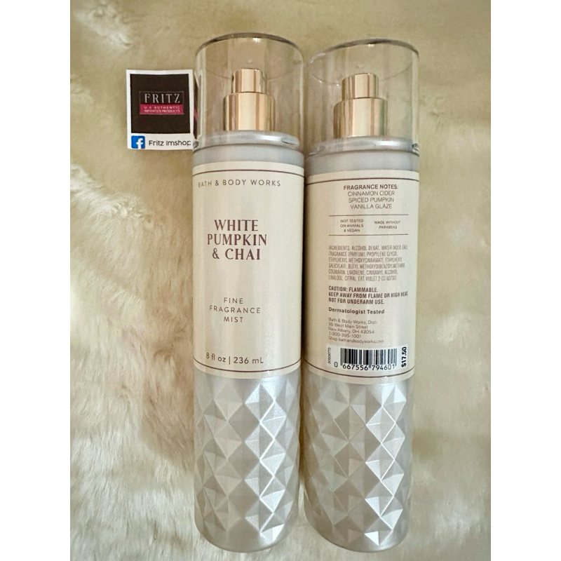 BATH & BODY WORKS WHITE PUMPKIN & CHAI FRAGRANCE MIST 236ml (Imported ...
