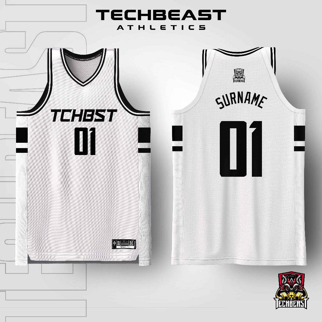 Elite White Full Sublimation Basketball Jersey Techbeast ( CUSTOM NAME + NUMBER ) | Shopee ...