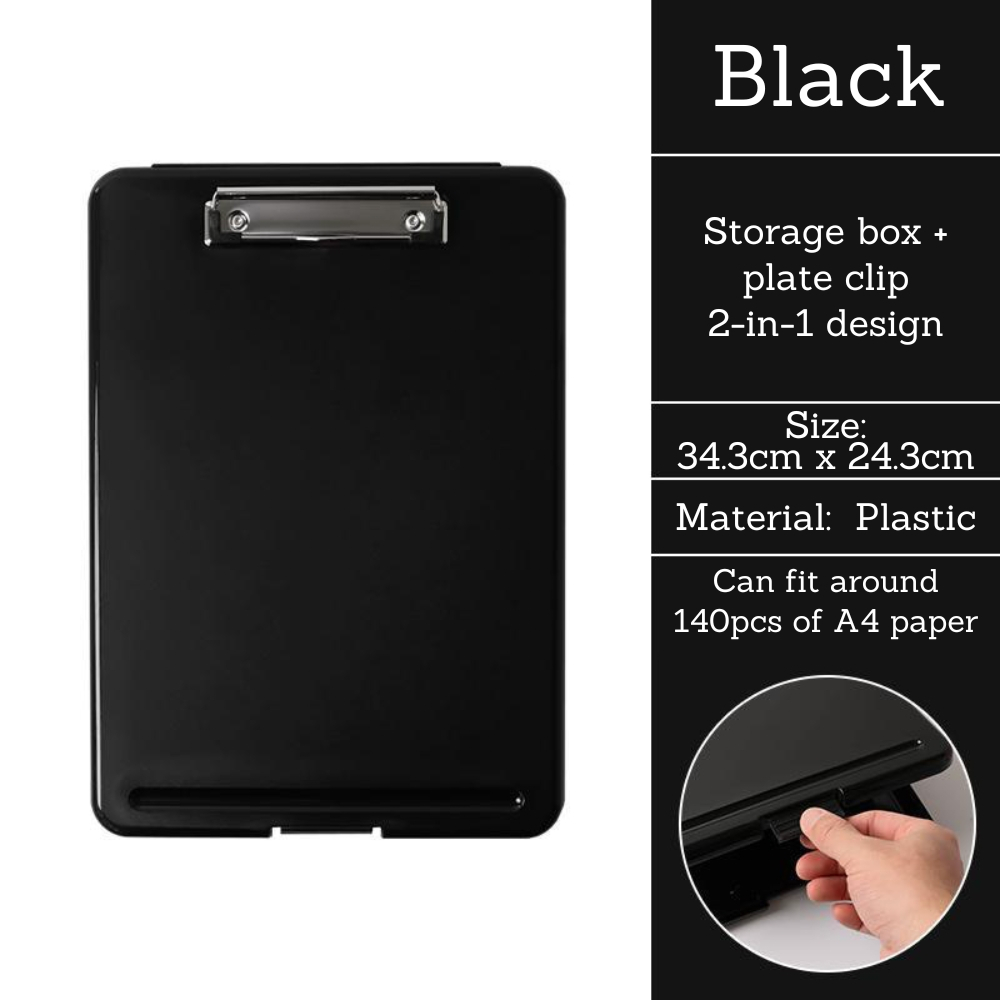A4 Size Clamp File Clipboard Folder Plastic Case Box Office Student ...