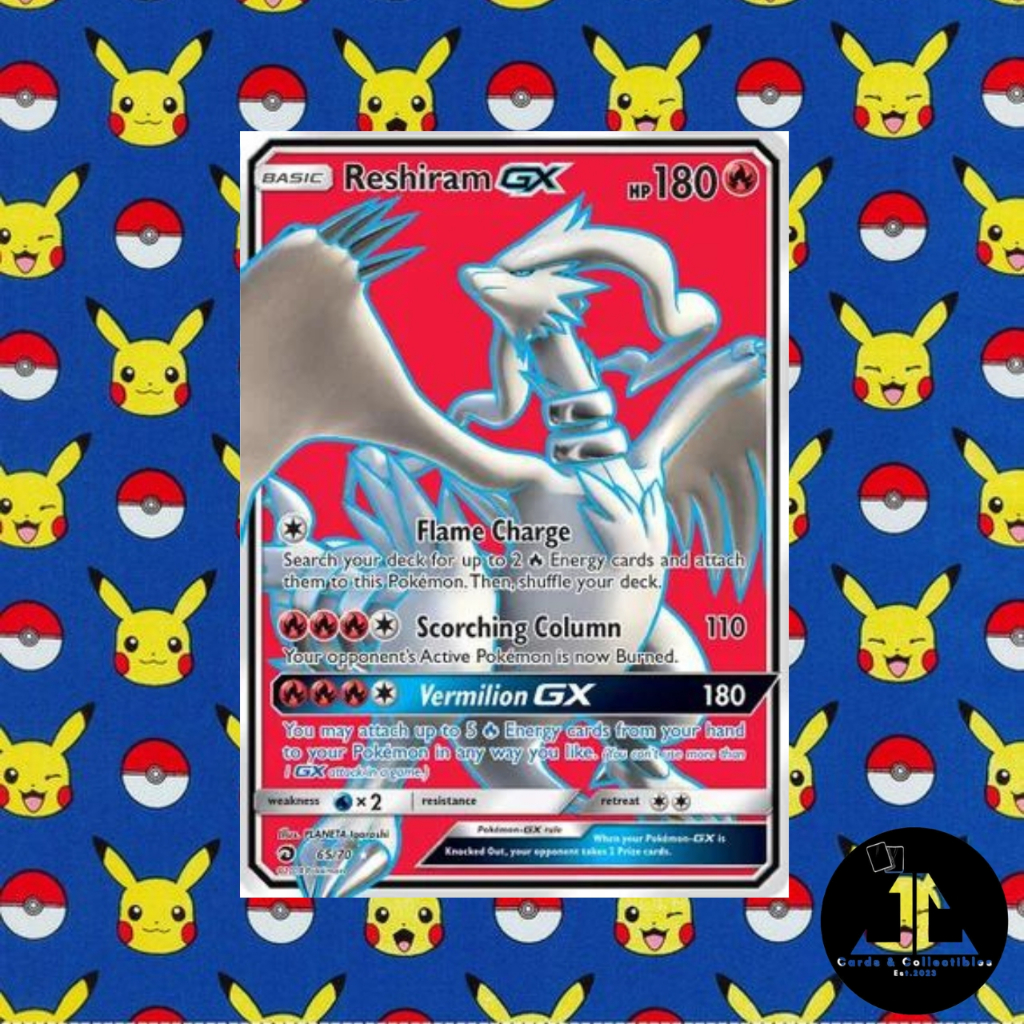 Pokemon Card Game Reshiram GX - 65/70 - Full Art Ultra Rare Sun & Moon: Dragon Majesty Singles ...