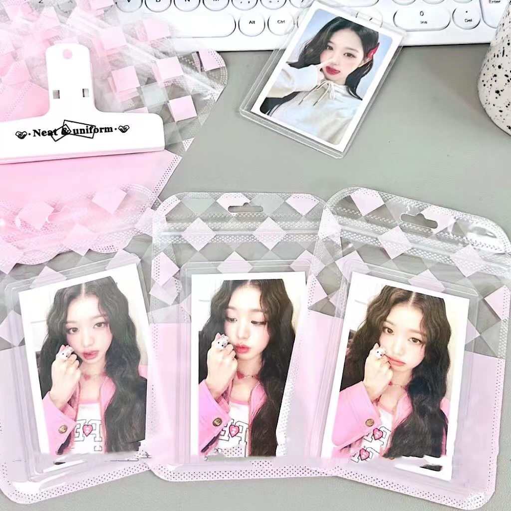 5pcs Ins Pink transparent plaid sealing bag card sealing bag gift bag ...