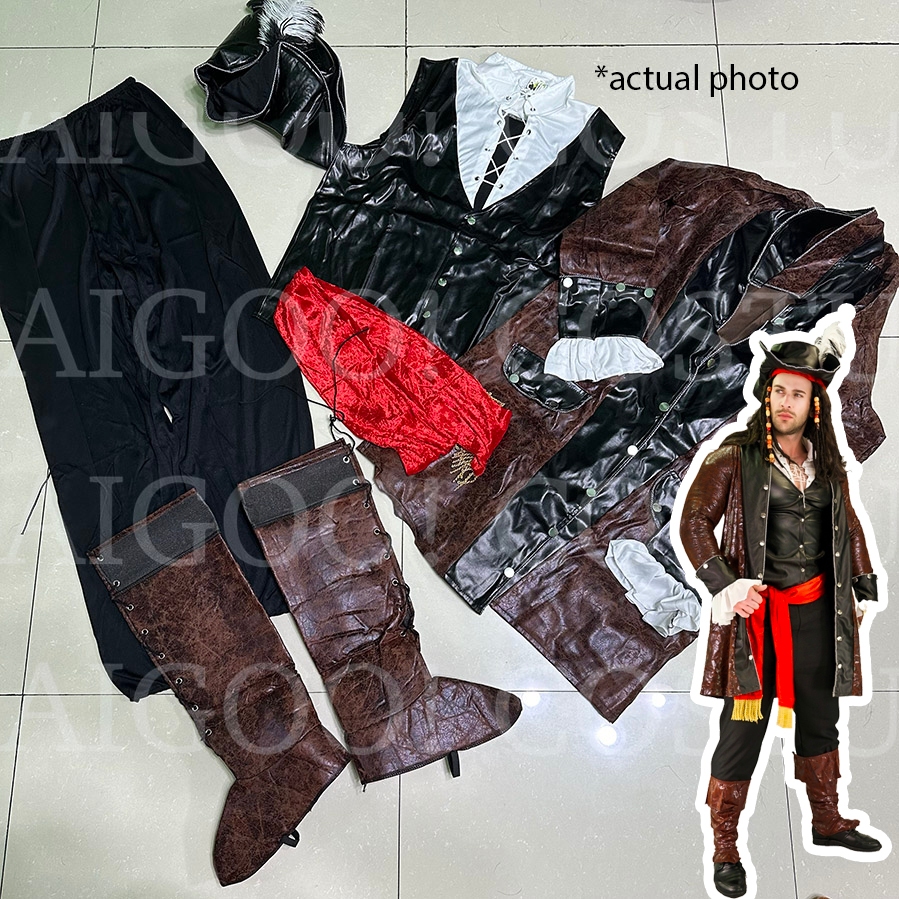 Pirate Costume for Men Halloween Captain Jack Sparrow Cosplay Adults ...