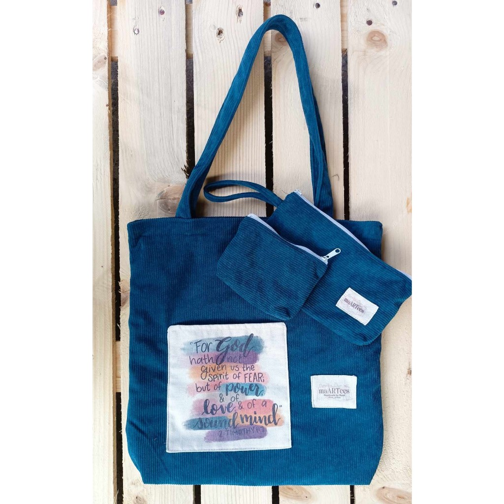 Customized Corduroy Tote Bags | Your Design | Your Name | Shopee ...