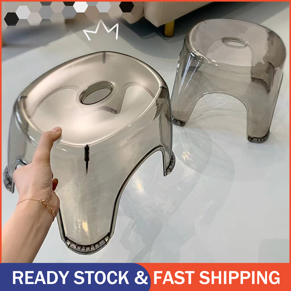 Transparent Acrylic Chair Stackable Indoor Use Bangkito Shoe Changing ...