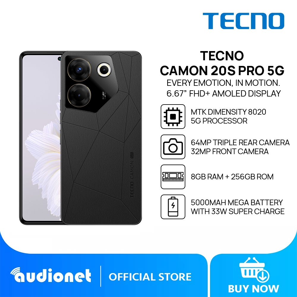 TECNO Camon 20s Pro 5G | 8GB RAM 256GB ROM | MTK Dimensity 8020 | 64MP ...