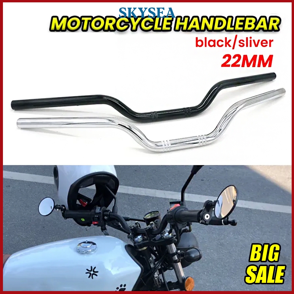 22MM Universal Motorcycle Refit Handlebar Retro Black Modified Handle ...