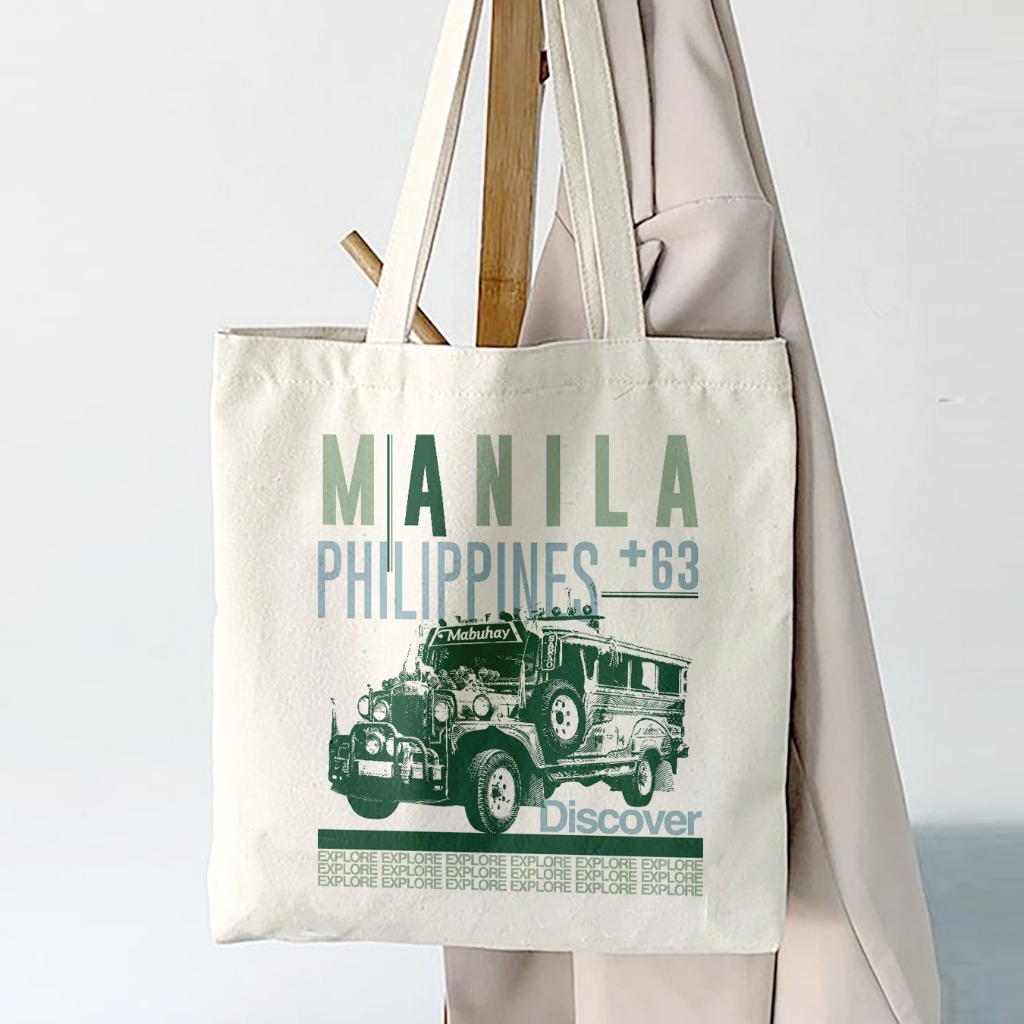 MANILA Destinations Design Bags Fashion travel Tote Bag White Canvas ...