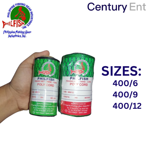 200Mtrs | PHILFISH Poly Cord Spool Nylon Poly Twine PE Cord | 400/6 400 ...