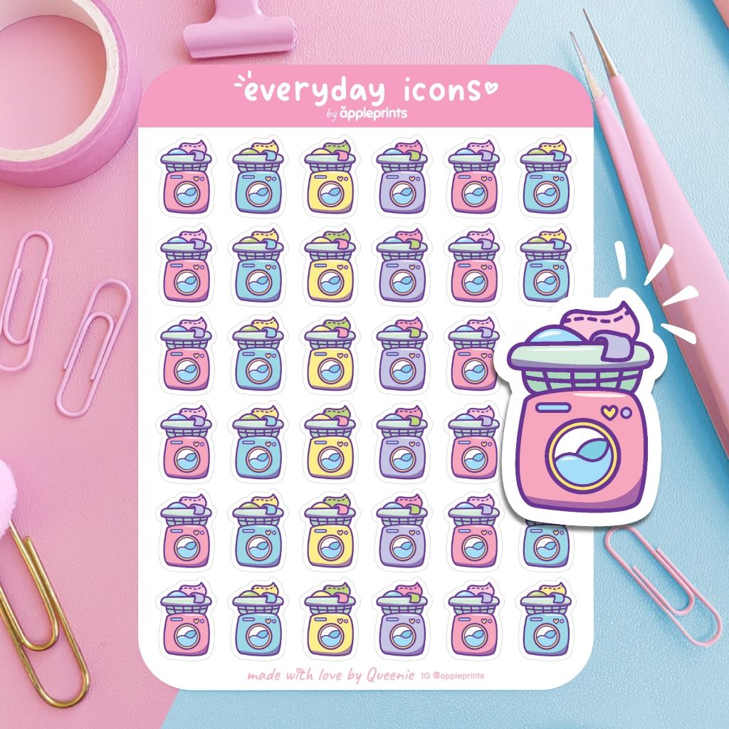 Laundry Reminder Washing Machine Matte BuJo Planner Stickers - A2 ...