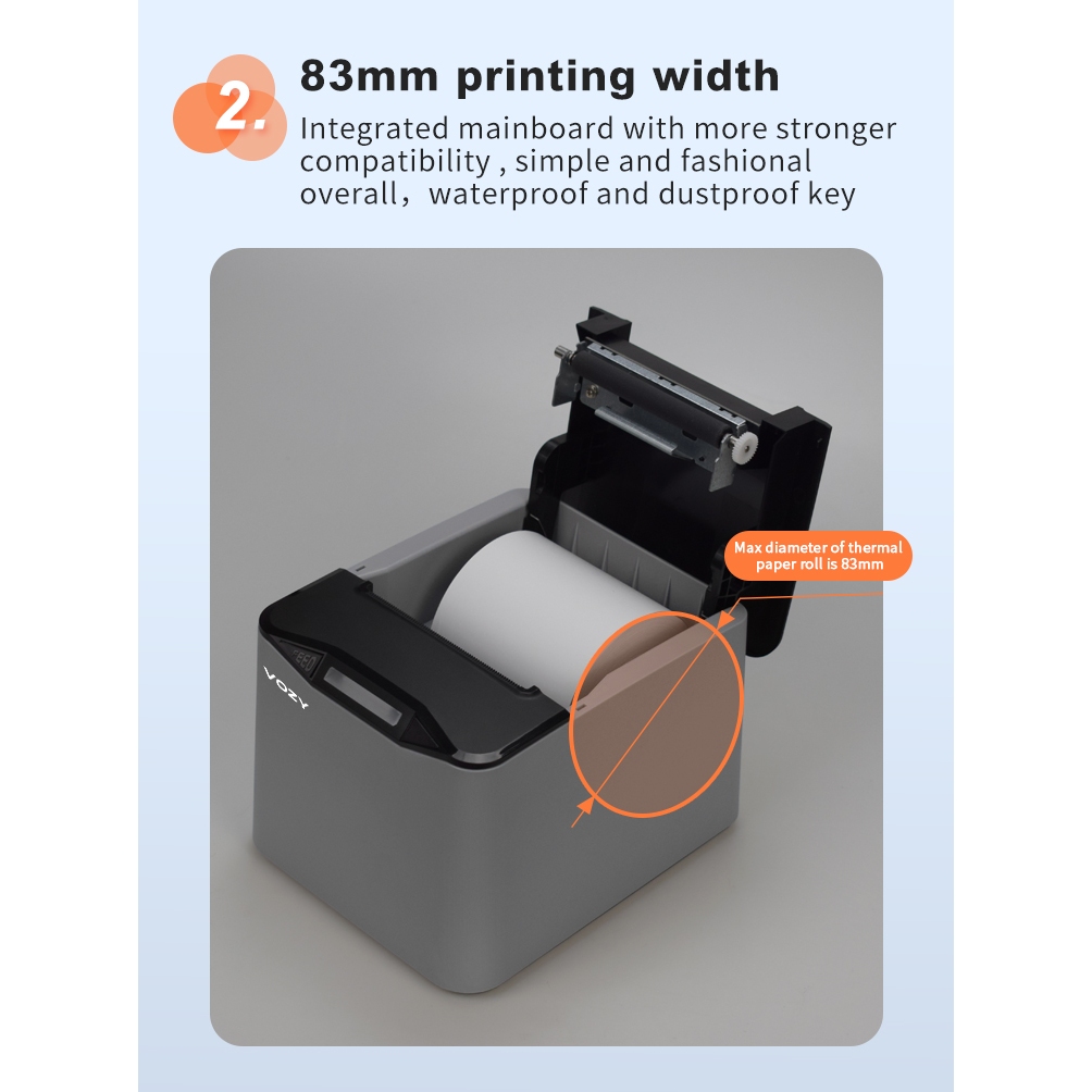 VOZY G80 80mm Thermal Receipt Printer Bluetooth + USB POS Printer ...