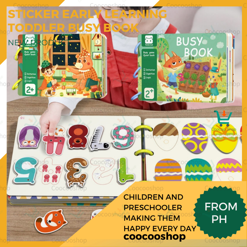 14/30Pages Kids Hand On Sticker Game Busy Book Reusable Early ...