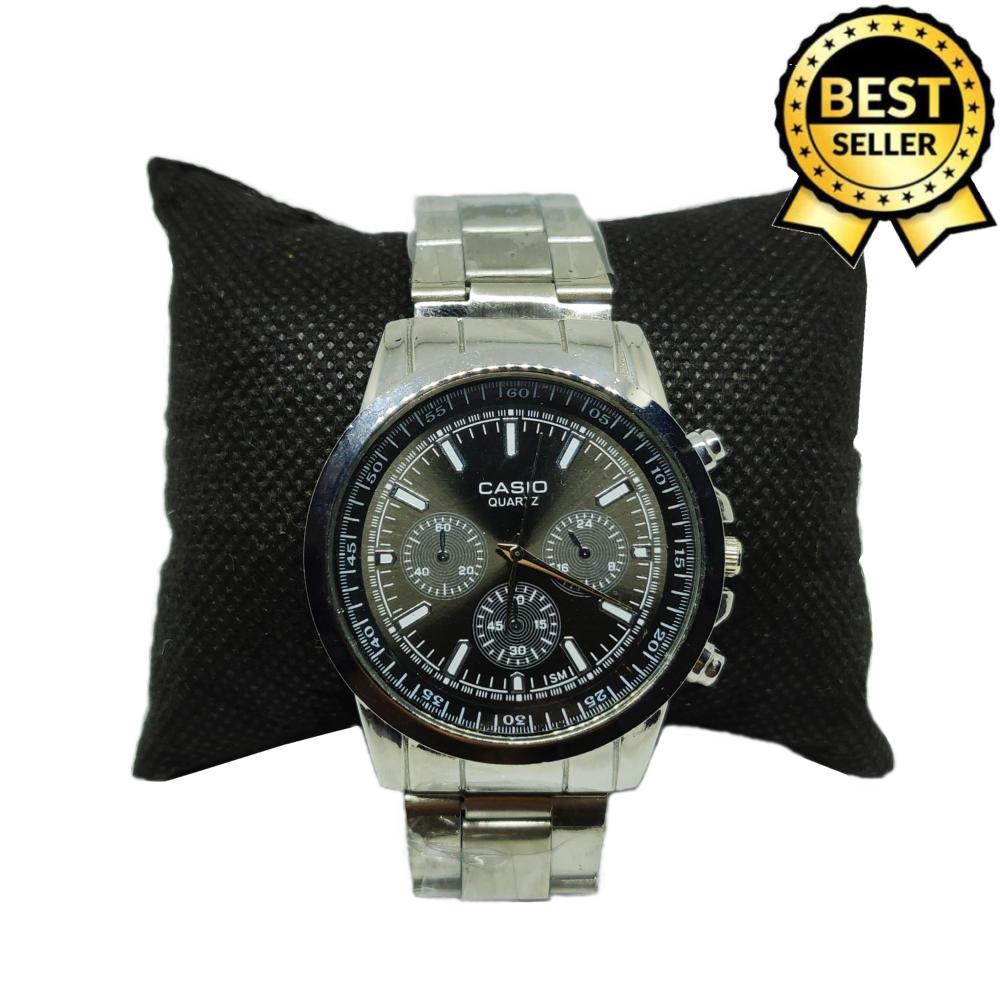 Casio Quartz Sm 3 Chronograph Stainless Steel Watch for Men(Silver ...