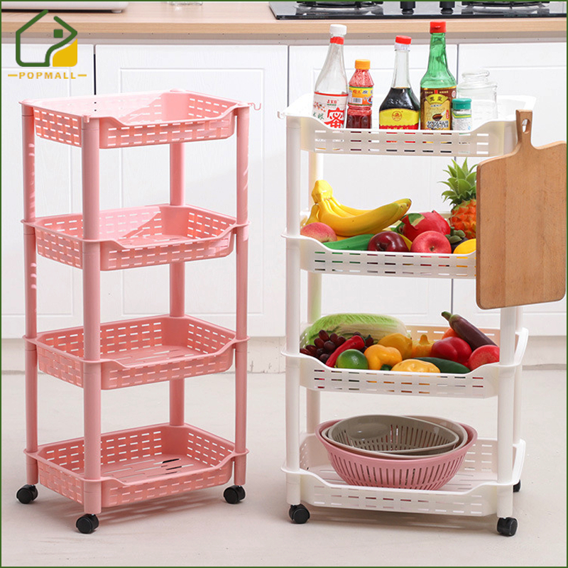 Kitchen rack Bathroom organizer rack Plastic Utility Cart Moving Rack ...