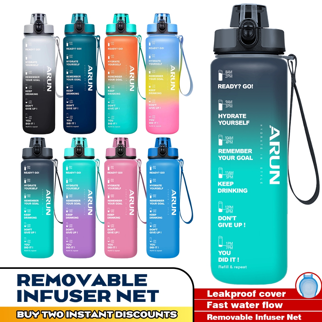 Tumbler ARUN Motivational Water Bottle BPA Free Sports 1 Liter Resuable ...
