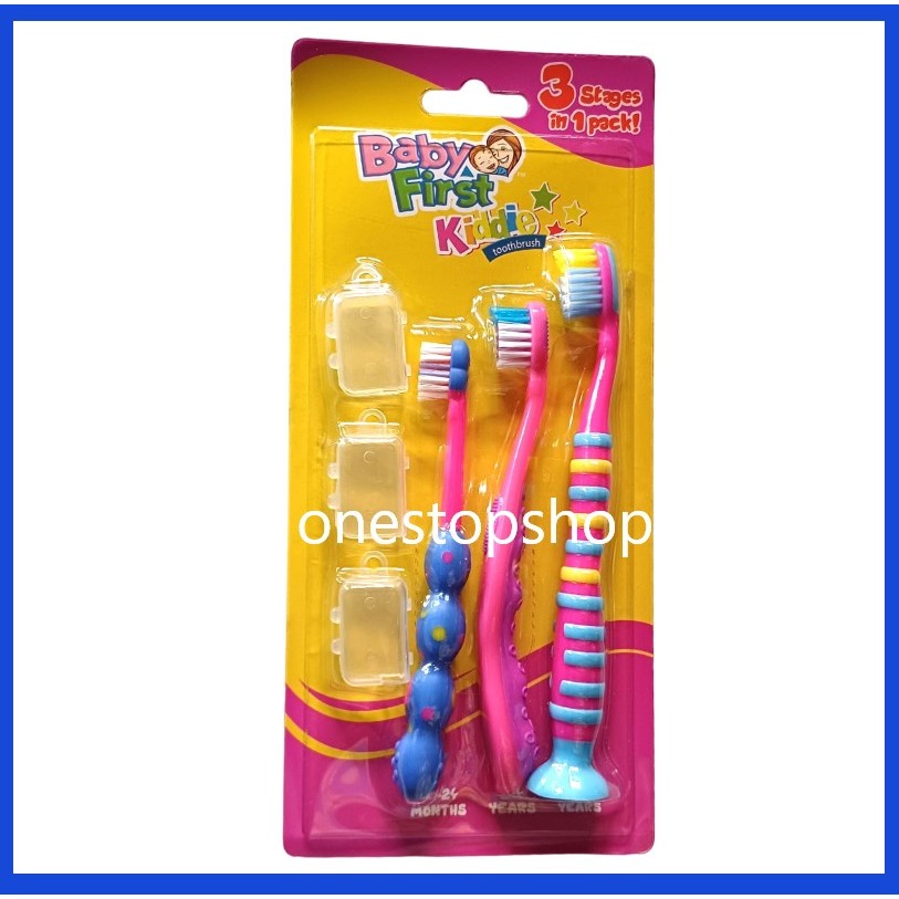 Baby First 3 Stages Kids Kiddie Toothbrush Brush Bundles Pink | Shopee ...
