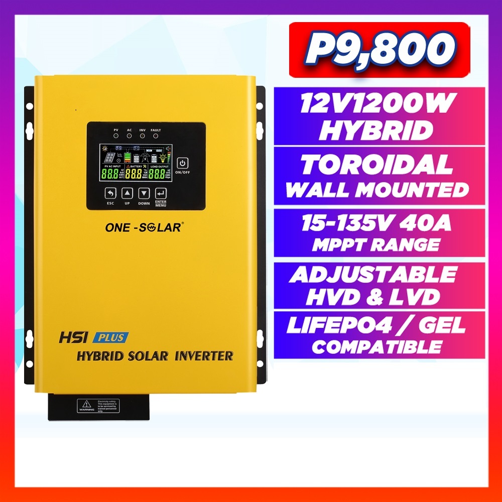 One Solar Hybrid Solar Inverter 12v1000W 12V1200W with 40A MPPT ...