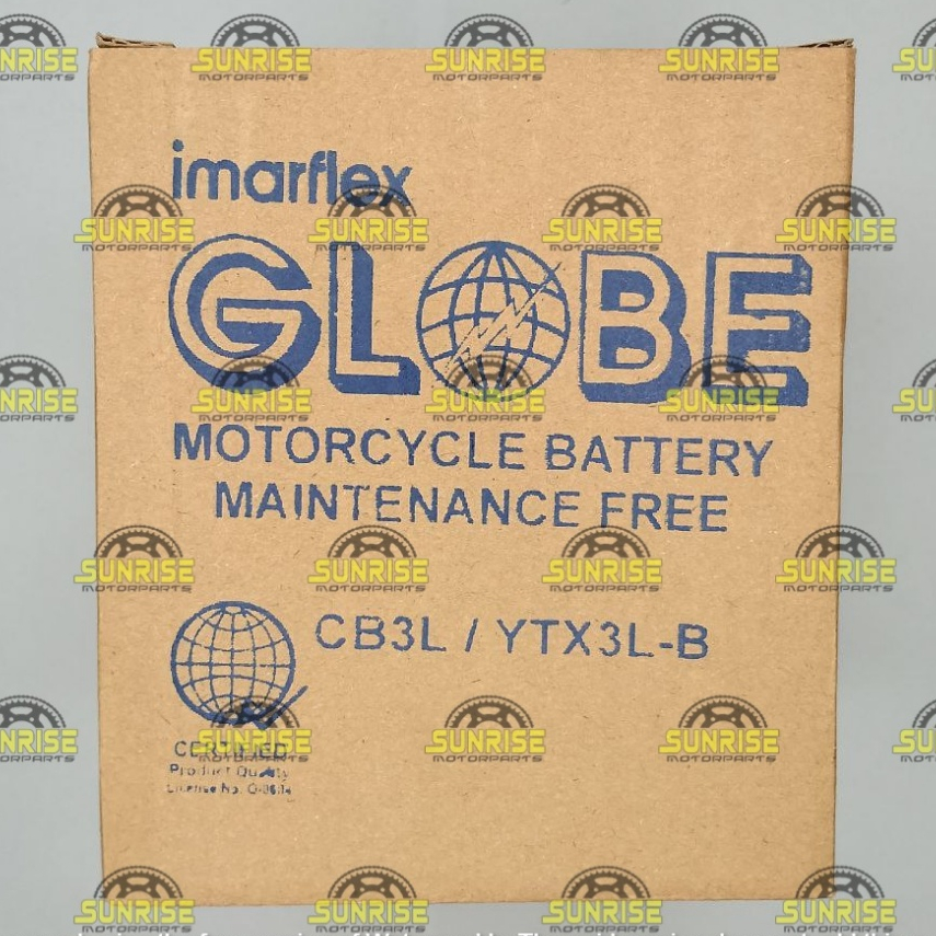 IMARFLEX GLOBE BATTERY CB3L-B/YTX3L-B MOTORCYCLE MAINTENANCE FREE ...