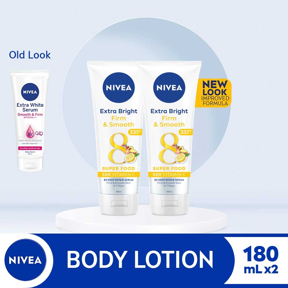 PACK OF 2 NIVEA Body Serum Extra Bright Firm and Smooth with SPF 33 ...