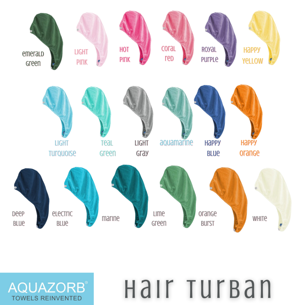 Aquazorb Hair Drying Turban/Towel. Gently Absorbs water without causing ...