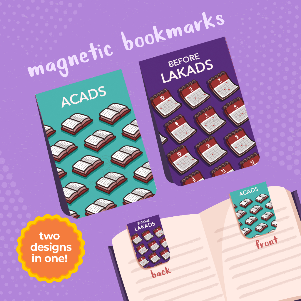 Magnetic Bookmark for Students Acads before Lakads Back to back Design ...