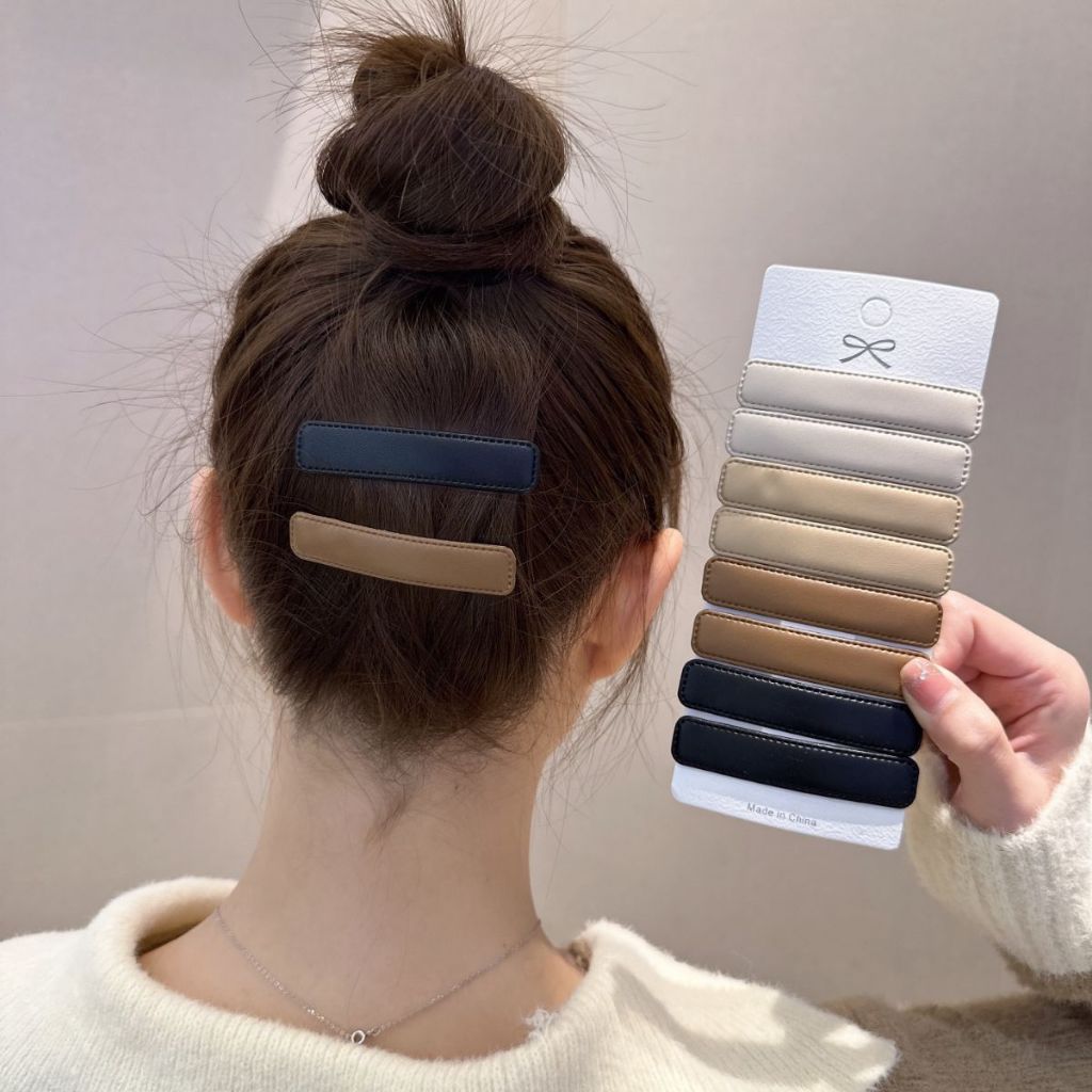 7cm new style Fashion Side Clip PU Leather Hair Clip Hair Accessories ...