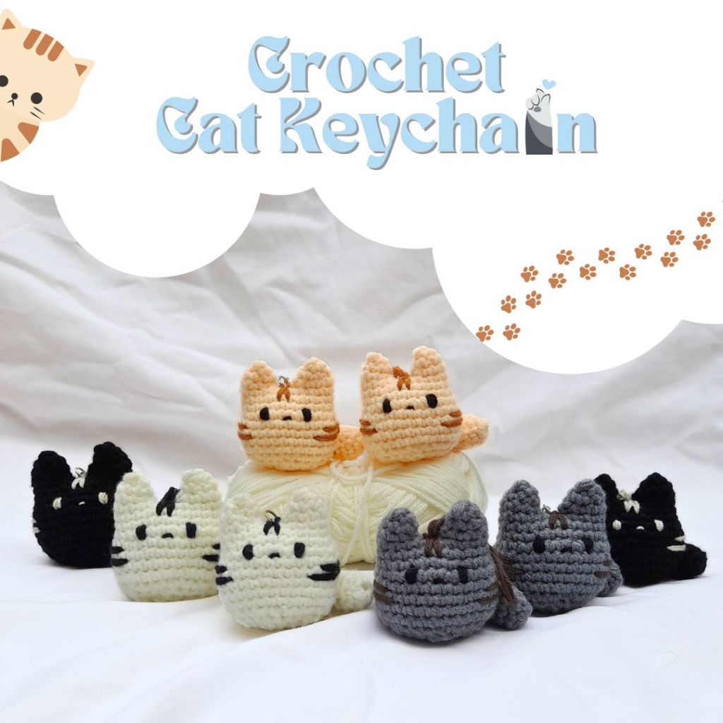 CROCHET CUTE AMIGURUMI ANIMAL CAT KEYCHAIN | Shopee Philippines