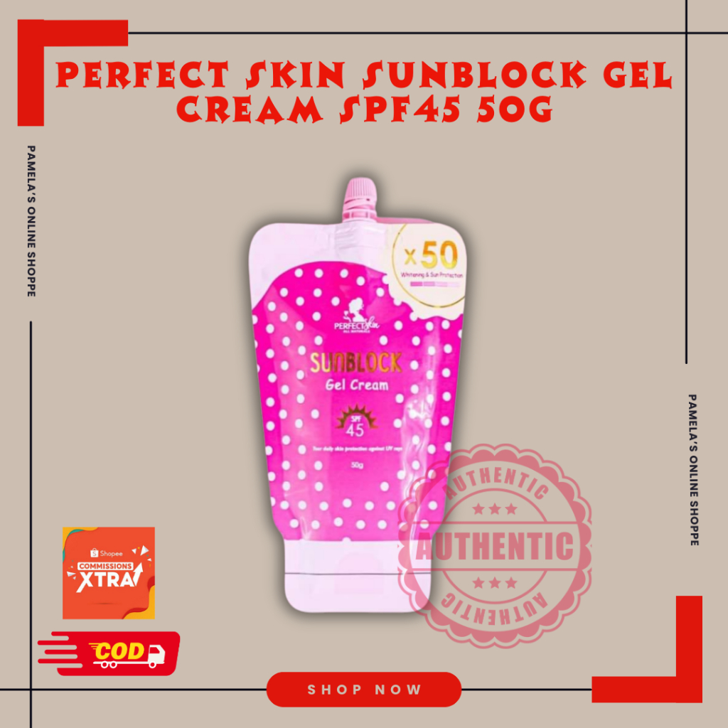 Perfect Skin Sunblock Gel Cream x50 Whitening and Full Protection SPF45 ...