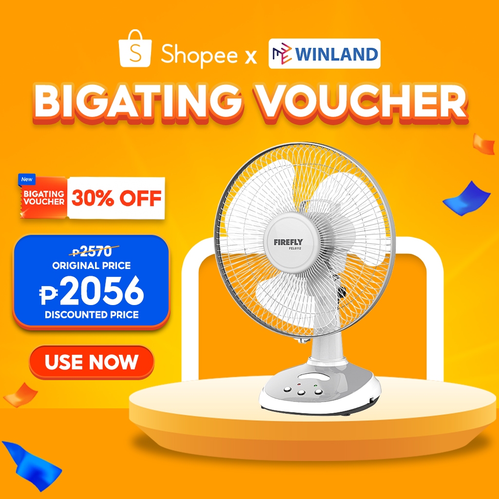 FIREFLY by Winland 12 Inches Rechargeable Desk Fan Electric Fan with ...