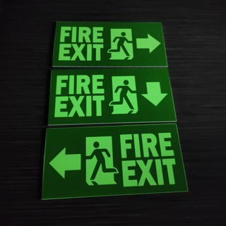 Luminous Fire exit signage glow in the dark cut out sticker on 3mm ...
