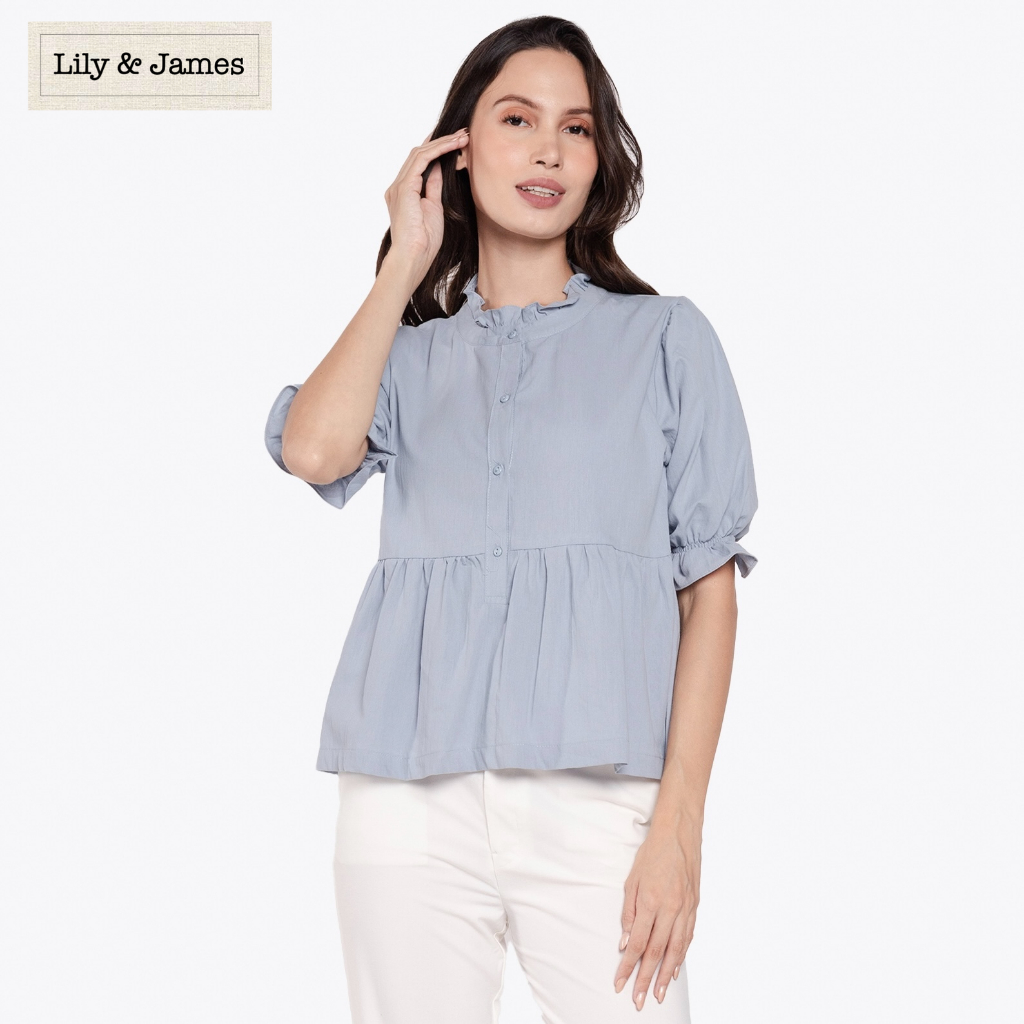 Lily & James Pasqua Blouse (Light Blue) | Shopee Philippines