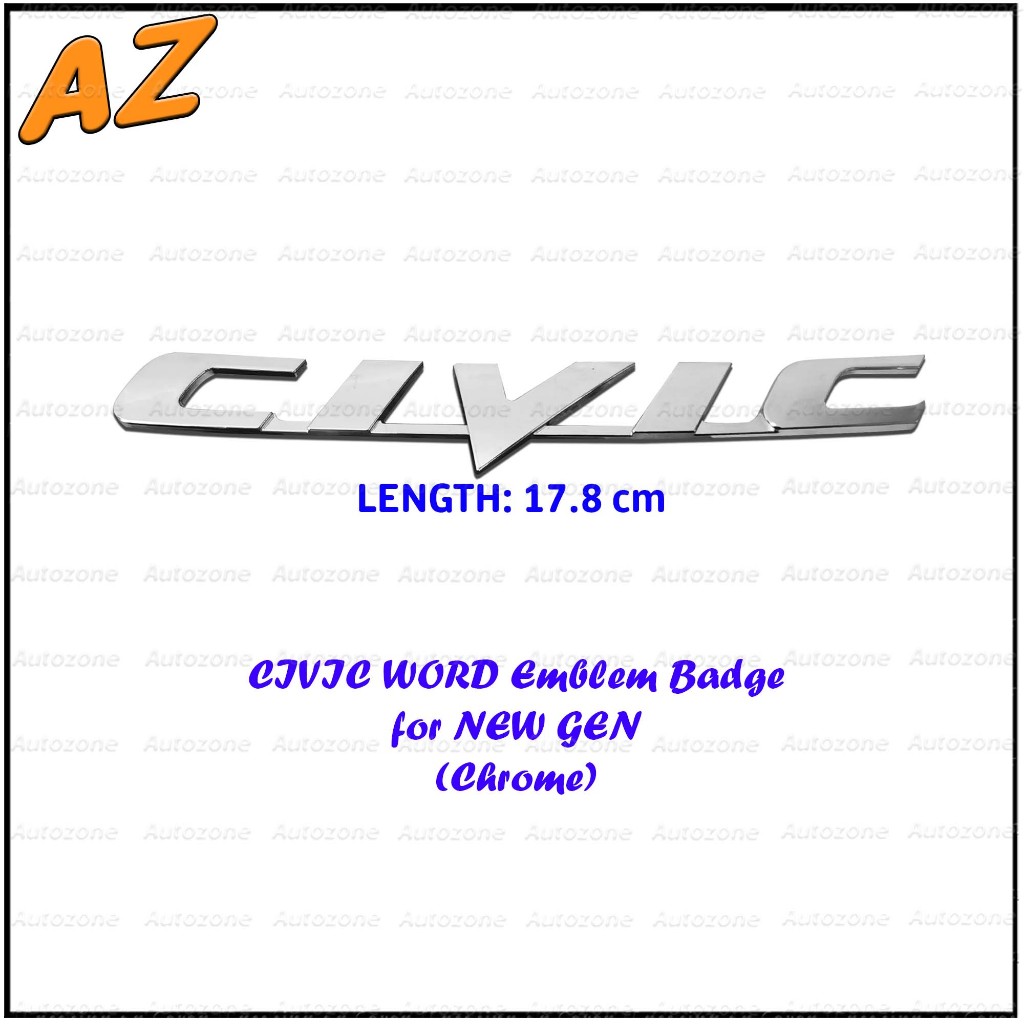 CIVIC Word Rear Trunk Emblem Badge Chrome for New Honda Civic 2003-2023 ...