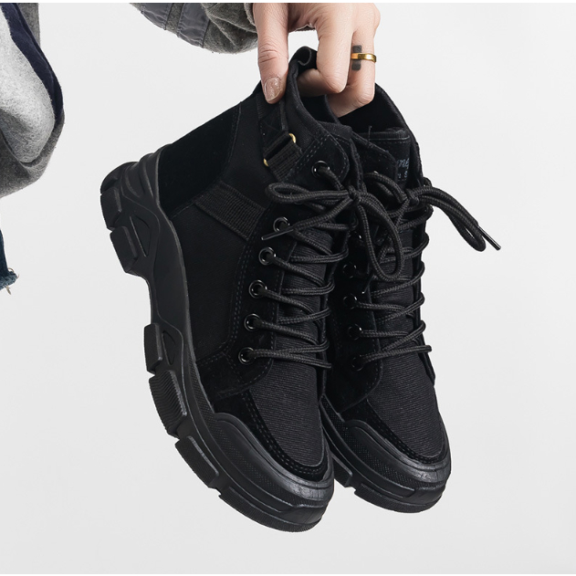 [JSJK]Korean Women Leather High Cut Lace Up Fashion Martin Boots #d01 ...