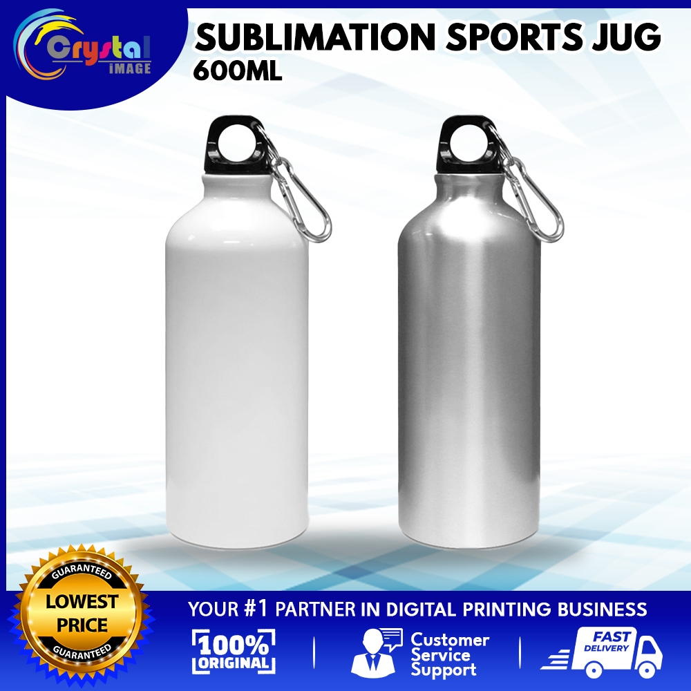 Sublimation Sports Jug 600ml ( White / Silver ) Subli-Coated Sports Jug ...