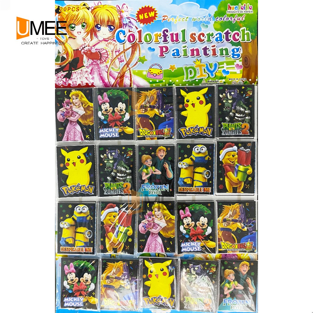 20pcs Party Gift Character Fill Color Scratch Card More Design for ...
