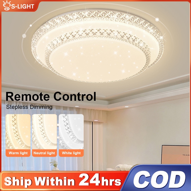 Ceiling Crystal Lamp 220V LED Dimmable 3 Color Ceiling Lamp Living Room ...