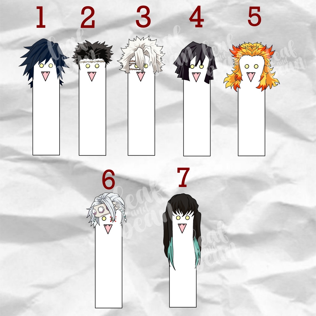 leaf and bean || demon slayer hashira BOOKMARK || anime bookmark ...