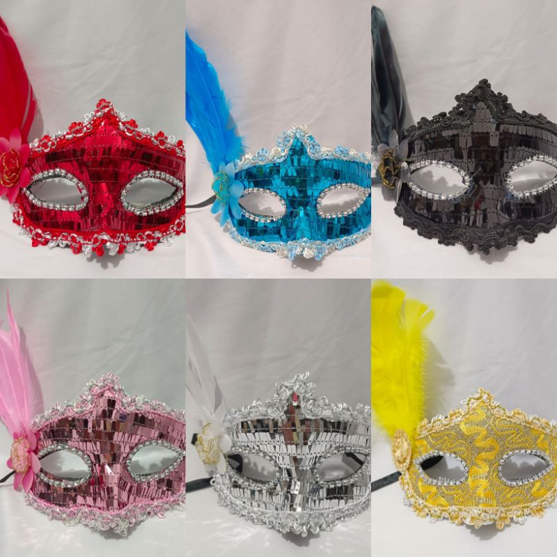 masquerade, party need, masks with feather, bohemian masks | Shopee ...
