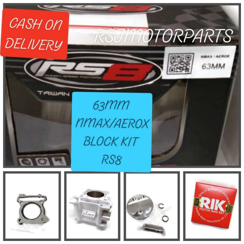 RS8 63MM CHROMEBORE CYLINDER BLOCK KIT (NMAX/AEROX) | Shopee Philippines