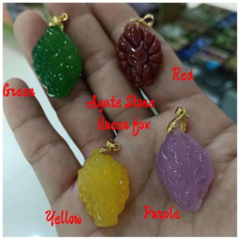 Agate Stone Nine tailed fox Queen fox Pendant natural stone. with ...