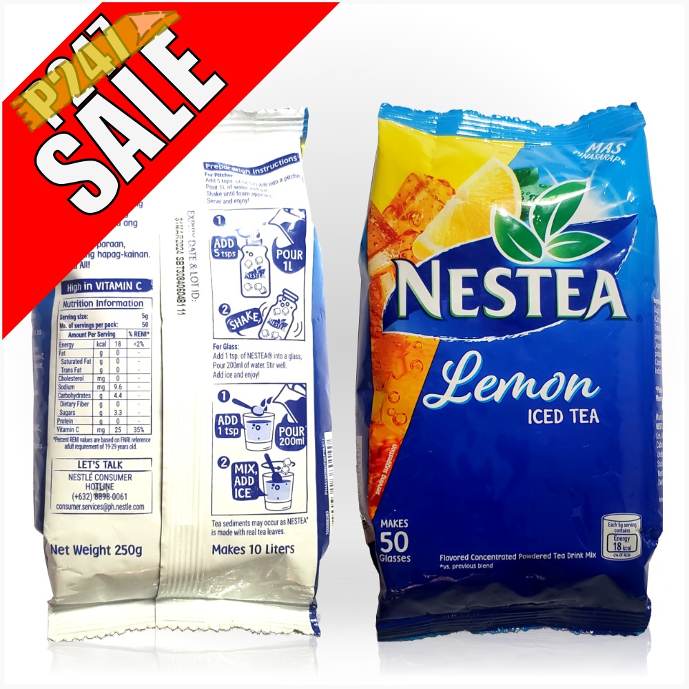 Nestea Lemon Iced Tea Juice Vitamins Minerals Makes 50 Glasses 250g | Shopee Philippines